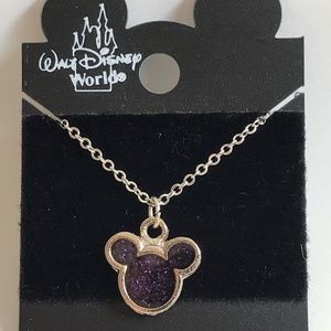 Disney | Jewelry | Silver Mickey Mouse Necklace Disney Purple 8 | Poshmark